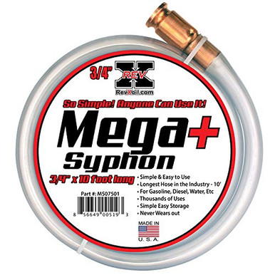 REV X Mega Syphon 3 4 x 10 Foot Long Self Priming Safe Siphon Hose for ...