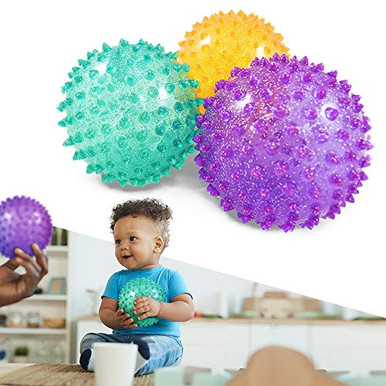 ARISE Knobby Spiky Playground Ball Set, Squeeze Fidget Toy Glittering ...