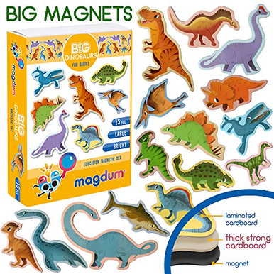 MAGDUM Toy Dinosaurs Animal Magnets for Kids Real Large Fridge Magnets ...