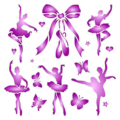 Ballet Stencil 4 5 x 4 5 inch S Mix Media Layering Ballet Dancers ...