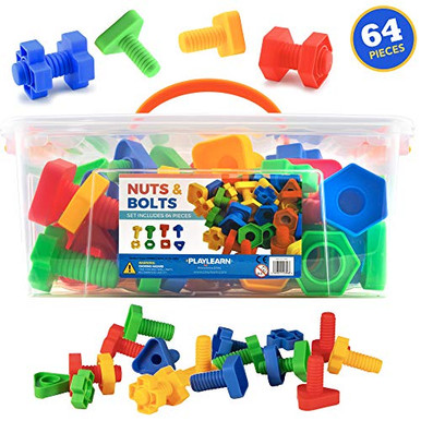 Playlearn Nuts and Bolts Toy for Kids Fine Motor STEM Toy for All Ages ...