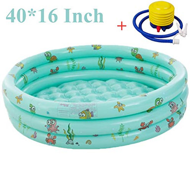 debieborahtoys 40x16 Inch Inflatable Swimming Pool for Kids 3 Rings ...