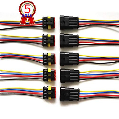 5 Kit 4 Pin Way Car Waterproof Electrical Connector 4 pin Plug Auto ...