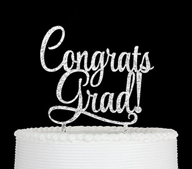 GrantParty Silver Congrats Grad Cake Topper | Graduation Cake Toppers ...