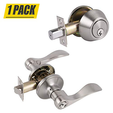 Keyed Alike Entry Door Lever and Deadbolt Combination Set Drop Shape ...