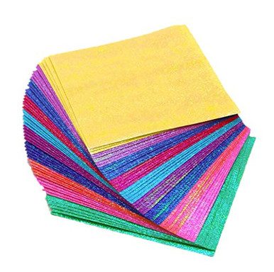 50 PCS 4x4 Inch Handmade Color Glitter Origami Folding Flash Square ...