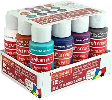 Craft Smart Acrylic Paint 12 Pack Value Set Jewel Matte ...