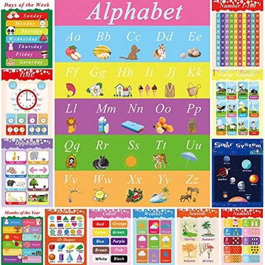Educational Preschool Learning Posters for Toddlers with Glue Point ...