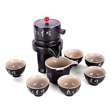 Ufine Chinese Ceramic Gongfu Tea Set Black Pottery Tea Service Set Semi ...