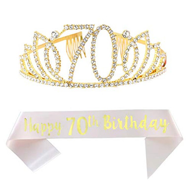 70th Birthday Tiara and Sash Happy 70th Birthday Party Supplies Happy ...