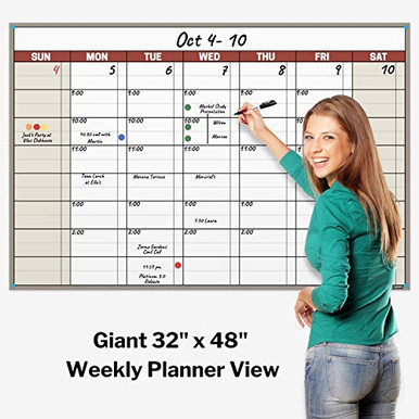 Dunwell Jumbo 32x48 Dry Erase Undated Weekly Monthly Calendar for Wall ...