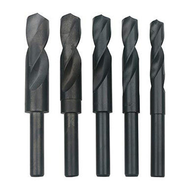 jiuwu 5 Pack 1 2 inches Straight Reduced Shank HSS Twist Bit Set ...