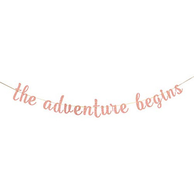 INNORU Rose Gold Glitter The Adventure Begins Banner for Congrats Grad ...
