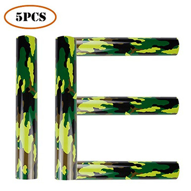 INWISH Camo Print Iron On Vinyl Green Army Military Camouflage HTV Heat ...