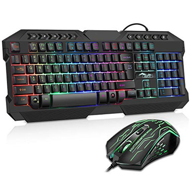 BAKTH Multiple Color LED Rainbow Backlit Wired Gaming Keyboard and ...