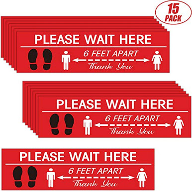 15 Pieces Rectangle Social Distance Floor Decals, Safety Floor Sign ...
