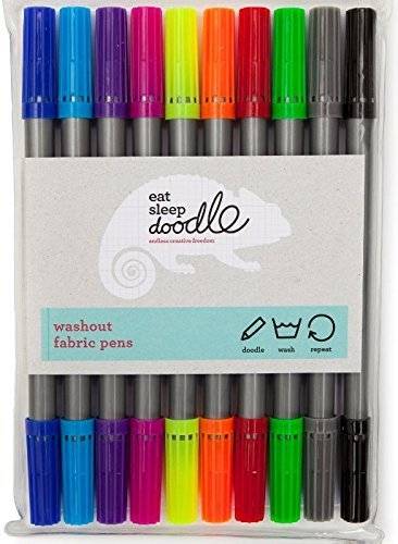 eatsleepdoodle Wash-out Fabric Double-Ended Markers (Pack of 10 ...