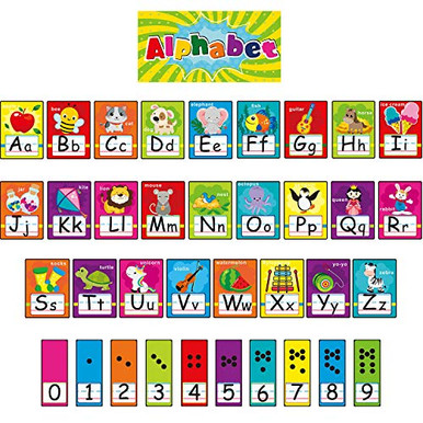 Alphabet Bulletin Board Set Animals Alphabet Number Cards Manuscript ...