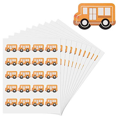 Outus 24 Sheets Bus Stickers Mini School Bus Stickers for Kids DIY ...