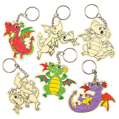 Baker Ross Dragon Wooden Keyrings for Children to Color-in Decorate and ...