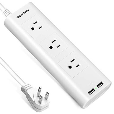 SUPERDANNY Surge Protector Power Strip 9 8ft Long Extension Cord Flat ...