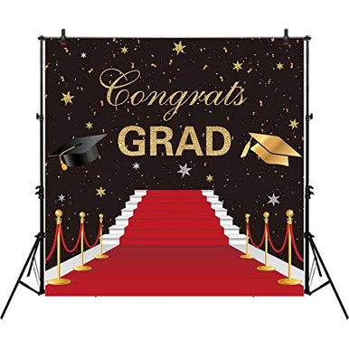 Allenjoy 8x8ft Graduation Backdrop Congrats Class of Grad Red Carpet ...