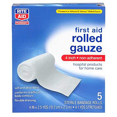Rite Aid Gauze Bandage Roll 5 Rolls 4 in x 2 5 yds Wound Care Supplies ...