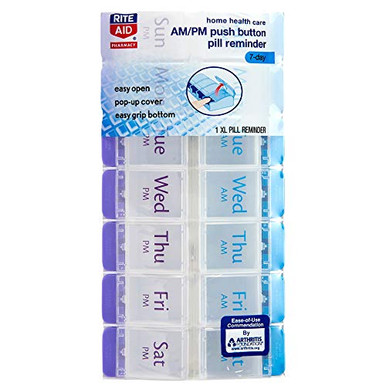 Rite Aid 7 Day Pill Organizer with Easy Open Lids AM PM Push Button to ...