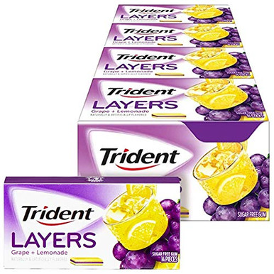 Trident Layers Grape Lemonade Sugar Free Gum 12 Packs of 14 Pieces 168 Total Pieces ...