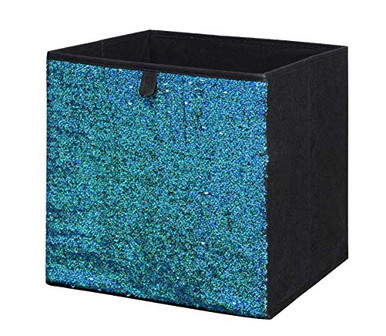 Organize It All Collapsible Fabric Sequin Storage Cube Bin Blue To ...