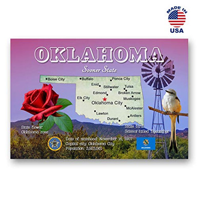 OKLAHOMA MAP postcard set of 20 identical postcards. OK state map post ...