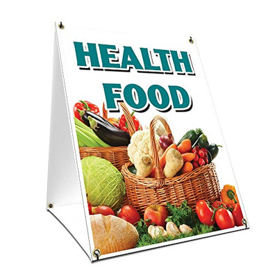 A Frame Sidewalk Health Food Sign with Graphics On Each Side 18 X 24 ...