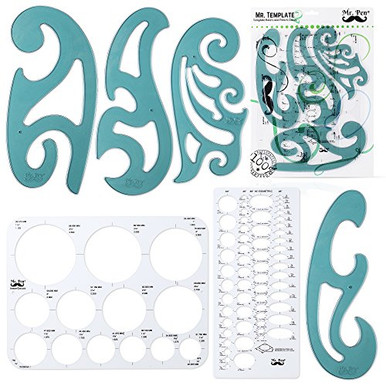 Mr. Pen- French Curve, Large Circle Template and Ellipse Template (6 Pc ...