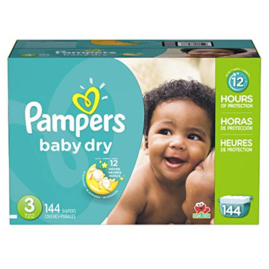Diapers Size 3 144 Count Pampers Baby Dry Disposable Baby Diapers Giant ...