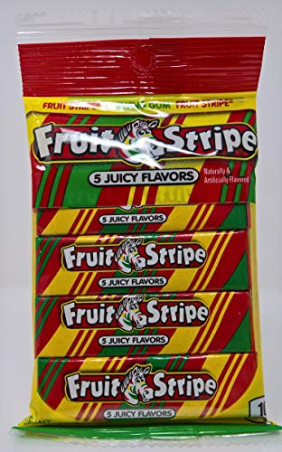 Fruit Stripe Classic Chewing Gum 4 Pack Tattoos Inside! 5 Juicy Flavors ...