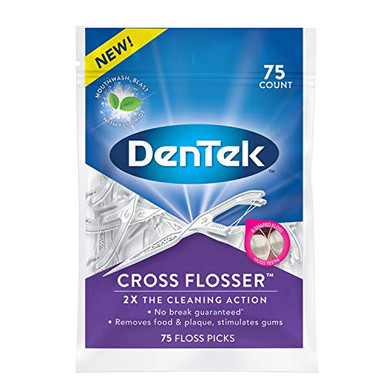 DenTek Cross Flosser Floss Picks X Shaped Floss Hugs Teeth 75 Count ...