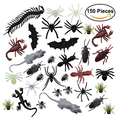 150 Pieces Halloween Plastic Realistic Bugs Assorted Realistic Insects ...