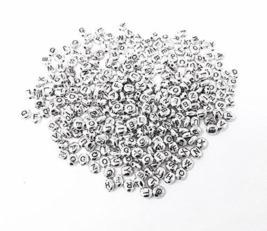 HONBAY 300pcs 6mm Oval Alloy Metal Silver Alphabet Letter Spacer Beads ...