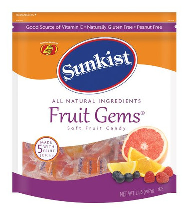 Jelly Belly Sunkist Fruit Gems Individually Wrapped 2 Pound Resealable ...