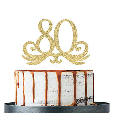 Gold Glitter Number 80 Cake Topper for 80th Birthday 80th Wedding ...