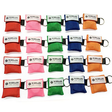 WillHealth 20 Pack CPR Mask Key Chain Ring CPR Pocket Mask Emergency ...