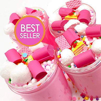 iWeller Cotton Scented Strawberry Fluffy Slime Pink Birthday Cake Cloud ...