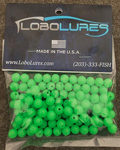 Lobo Lures 100 Pack 8mm Lumo Glow in The Dark Round Lure Rigging Beads ...