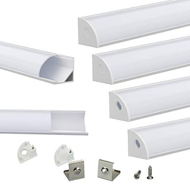 Muzata V Shape LED Channel System with Milky White Cover Lens Frosted ...