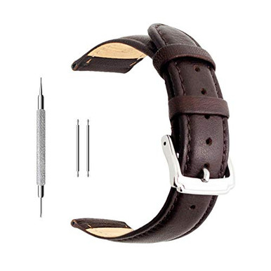 Berfine 20mm Brown Calf Leather Watch Band Replacement Extra Soft Watch ...