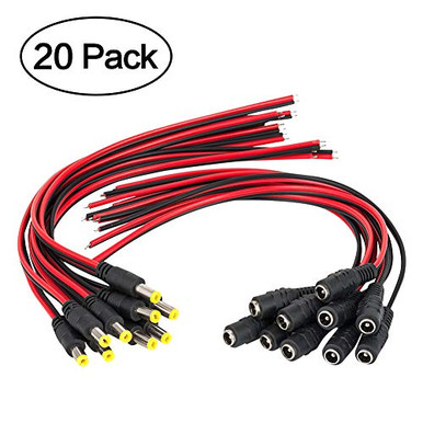 DC Power Pigtail Cable, VANDESAIL 10 Pairs CCTV Security Camera DC ...
