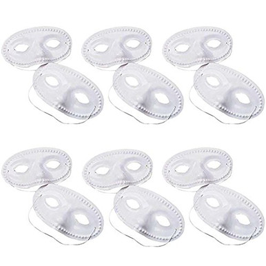 Funny Party Hats White Half Eye Masks A Dozen Plastic White Masquerade ...