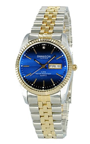Swanson Japan Men s Gold Plated and Stainless Steel Two Tone Day Date ...