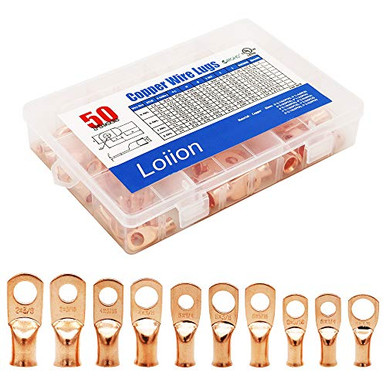 50pcs Copper Wire Lugs 10 Types UL Listed Heavy Duty Wire Lugs Battery ...