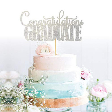 GrantParty Glitter Silver Congratulations Graduate Cake Topper Class of ...